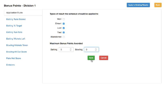 Bonus Points Set Up – Play-Cricket