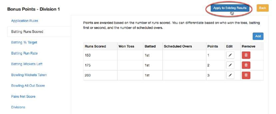 Bonus Points Set Up – Play-Cricket