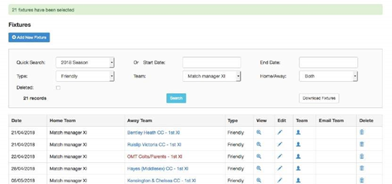Repeat Fixtures – Play-Cricket